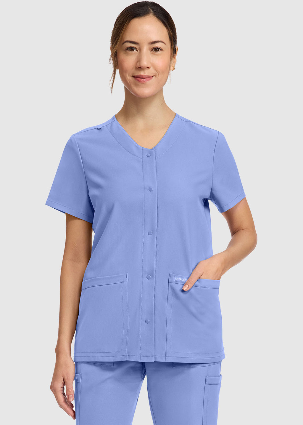 Cherokee WW Originals Ultra CK844A Snap-Front Top Women