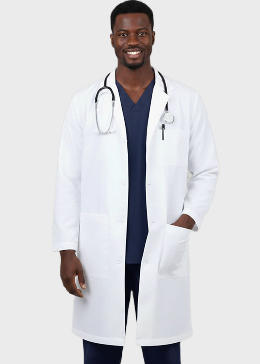 HeedFit Unisex 40 Inches Long White Lab Coat with Inner Pocket - 1101B