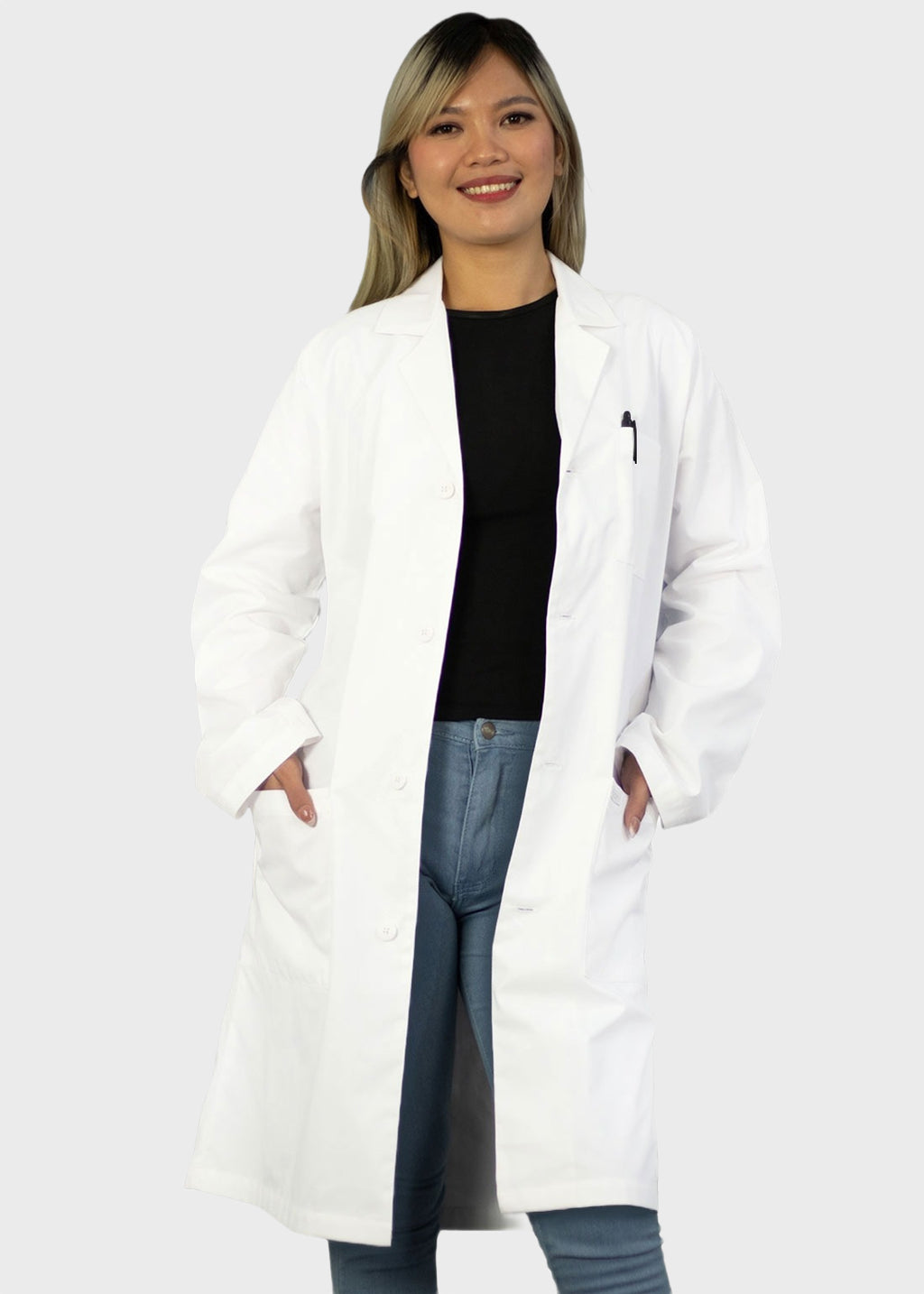 Heedfit Unisex 40 Inches Classic 3 Pockets Long Lab Coat