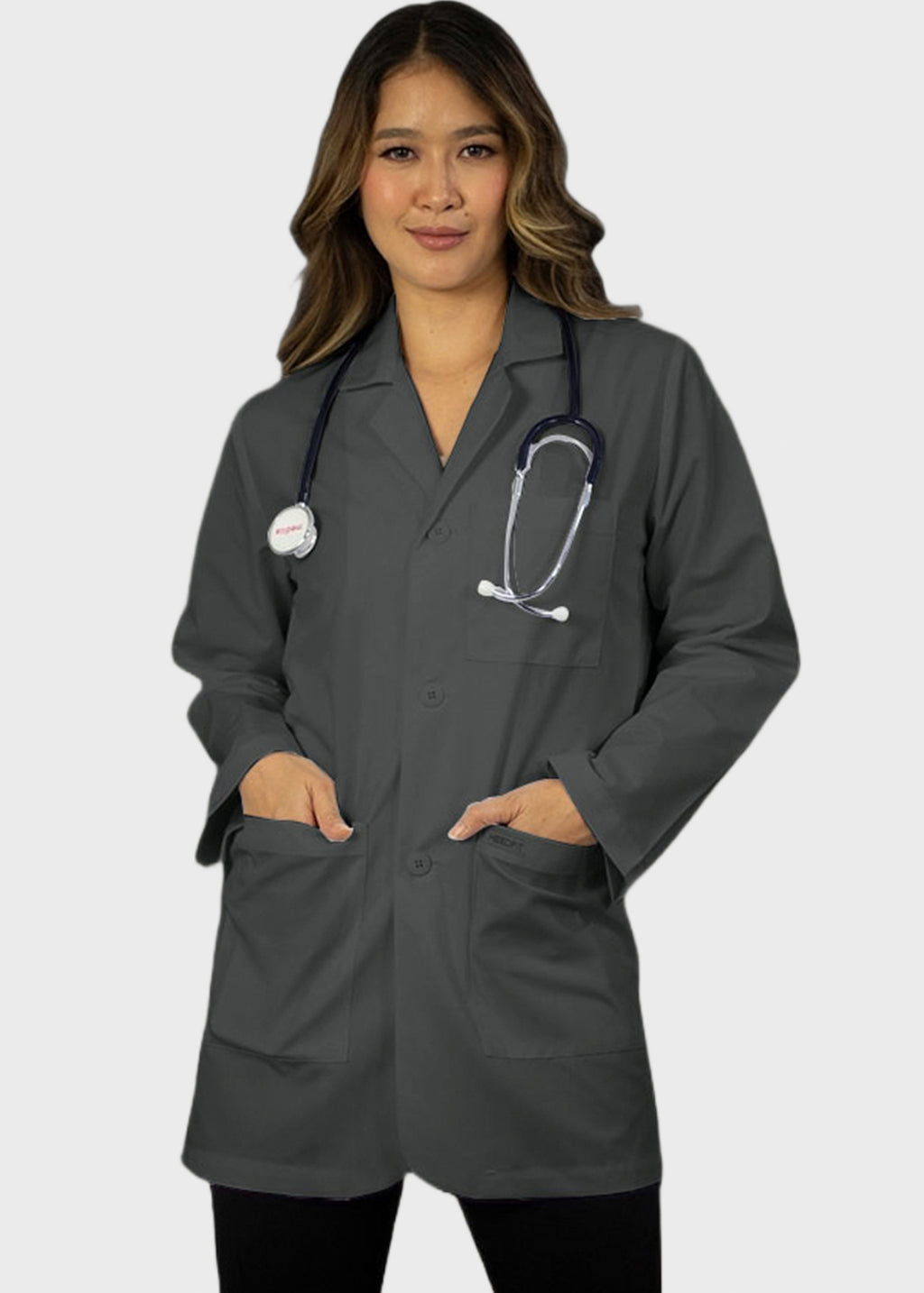 HeedFit Unisex 31 Inches Three Pocket White Consultation Coat - 1106