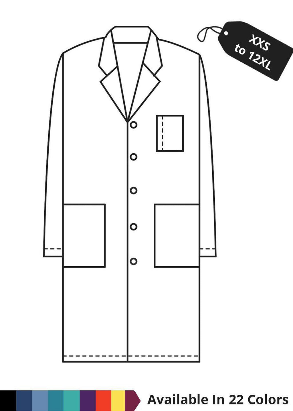 PU Made to Order Unisex Snap Front 40 Inches Long Lab Coat